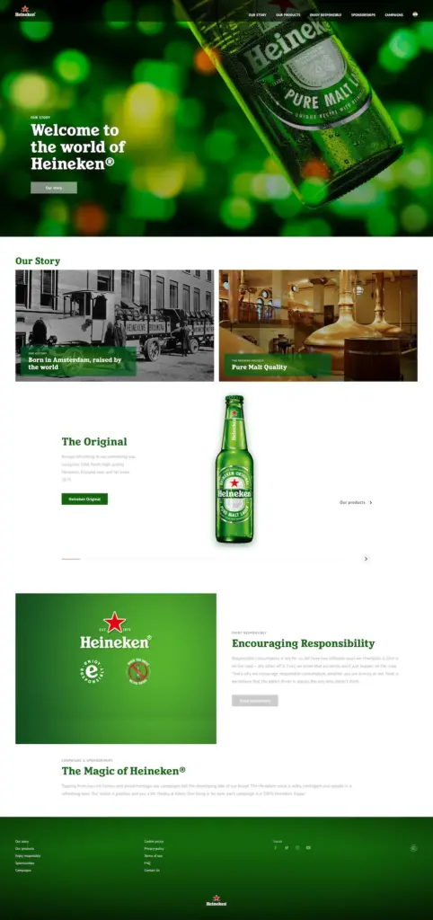 Heineken: Lager Beer Website Development | Custom Branding